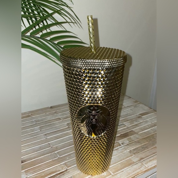 Starbucks | Dining | New Starbucks Gold Metallic Bling Studded Venti ...
